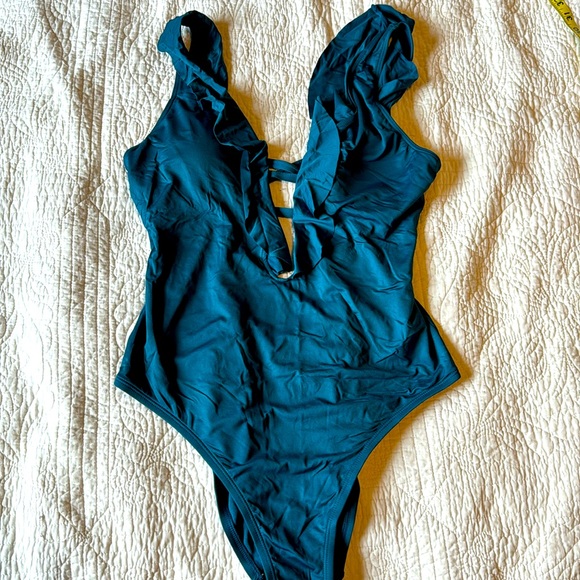 Shade & Shore | Swim | Teal Ruffle One Piece Swimsuit | Poshmark